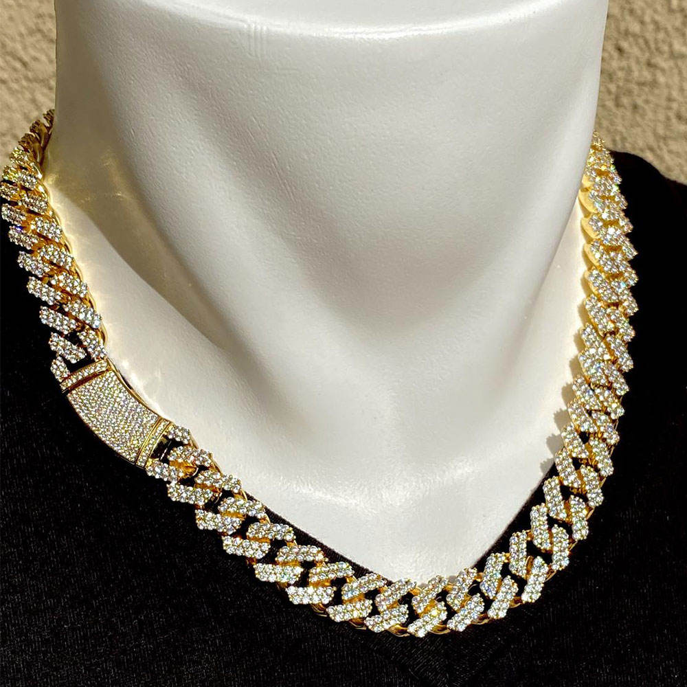 Domineering Exaggerated Miami Cuban Link Chain Diamond Chains Necklace ...